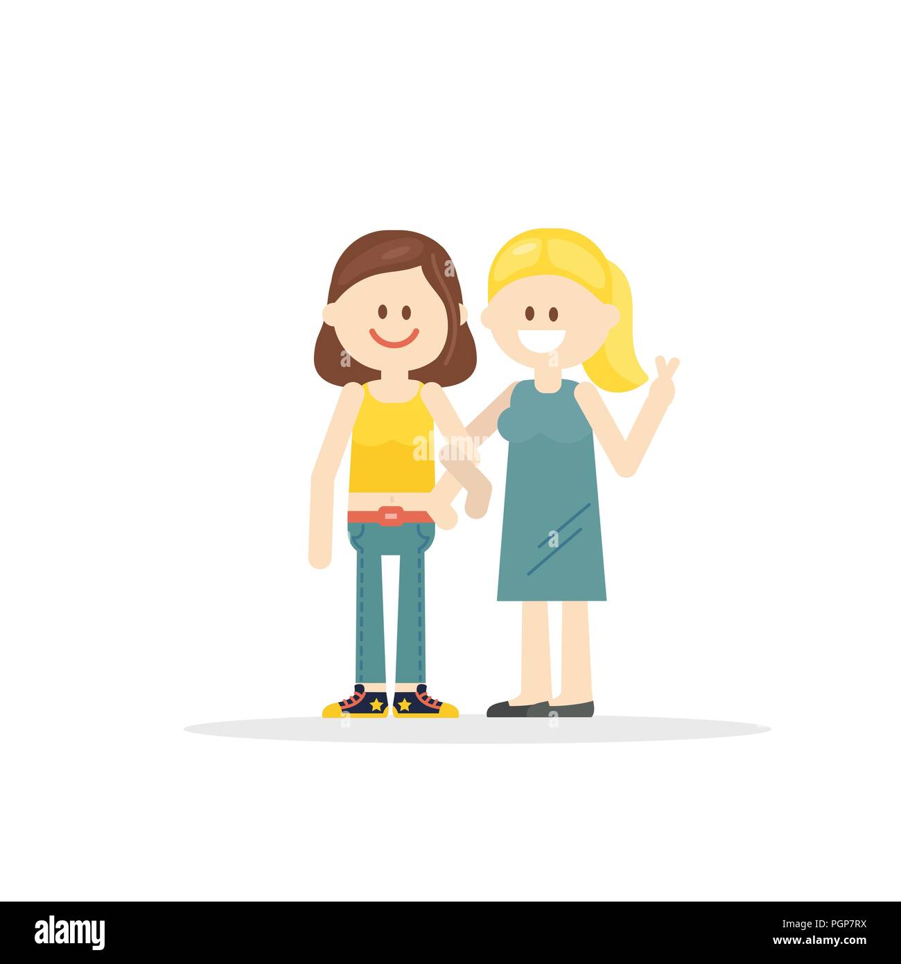 Two women holding hands on Stock Vector Images - Alamy