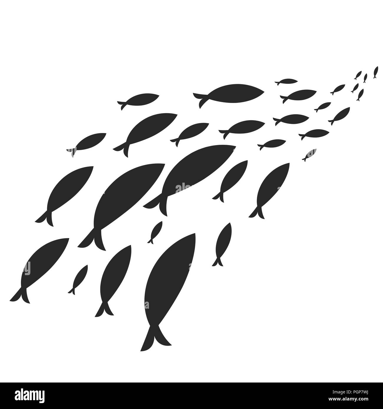 Black fish silhouette swimming in shoal Stock Vector Image & Art - Alamy