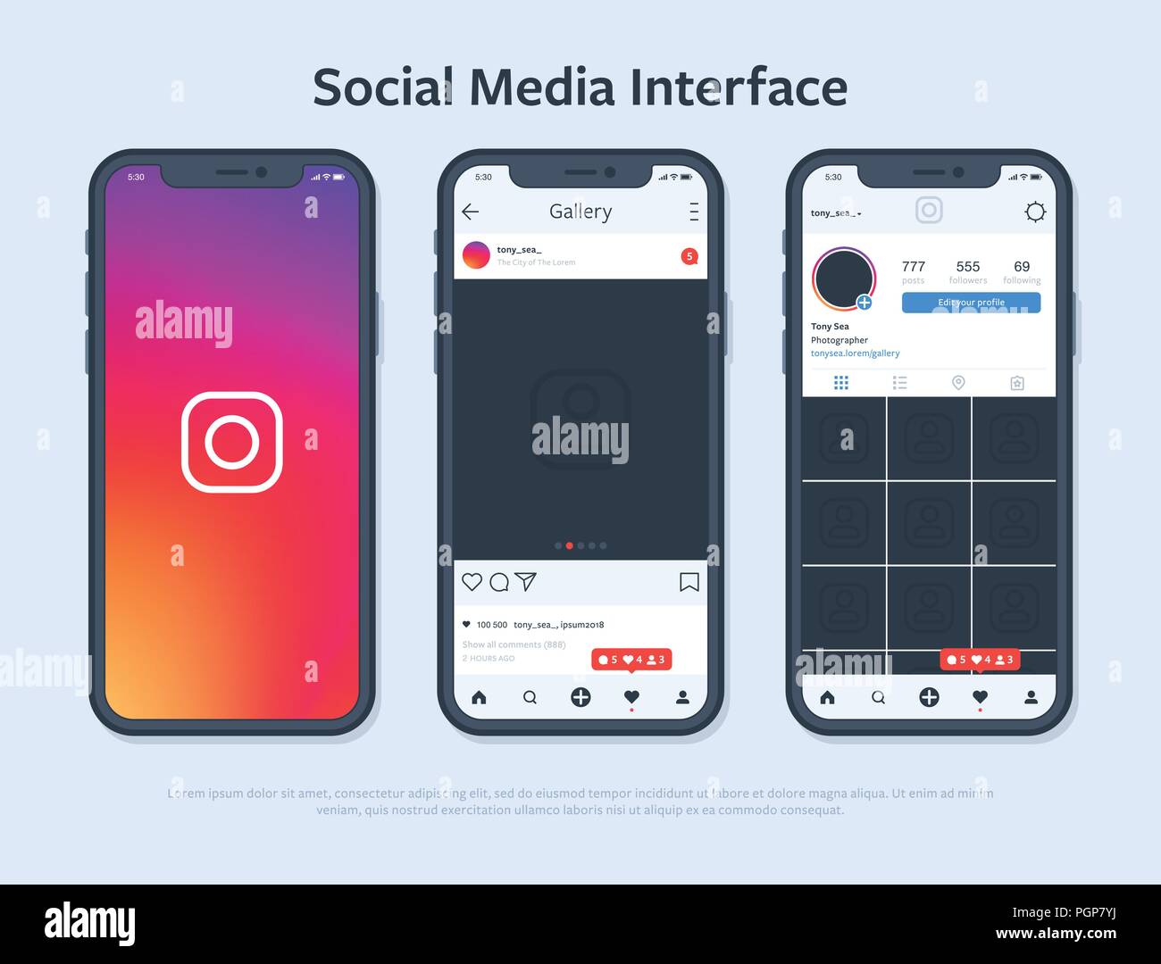 Smartphone design with social media interface Stock Vector Image & Art ...