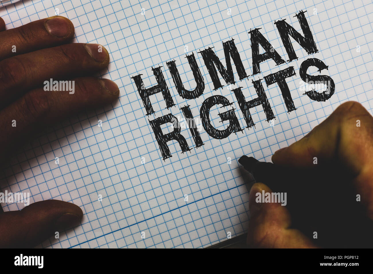 Handwriting text Human Rights. Concept meaning Moral Principles ...