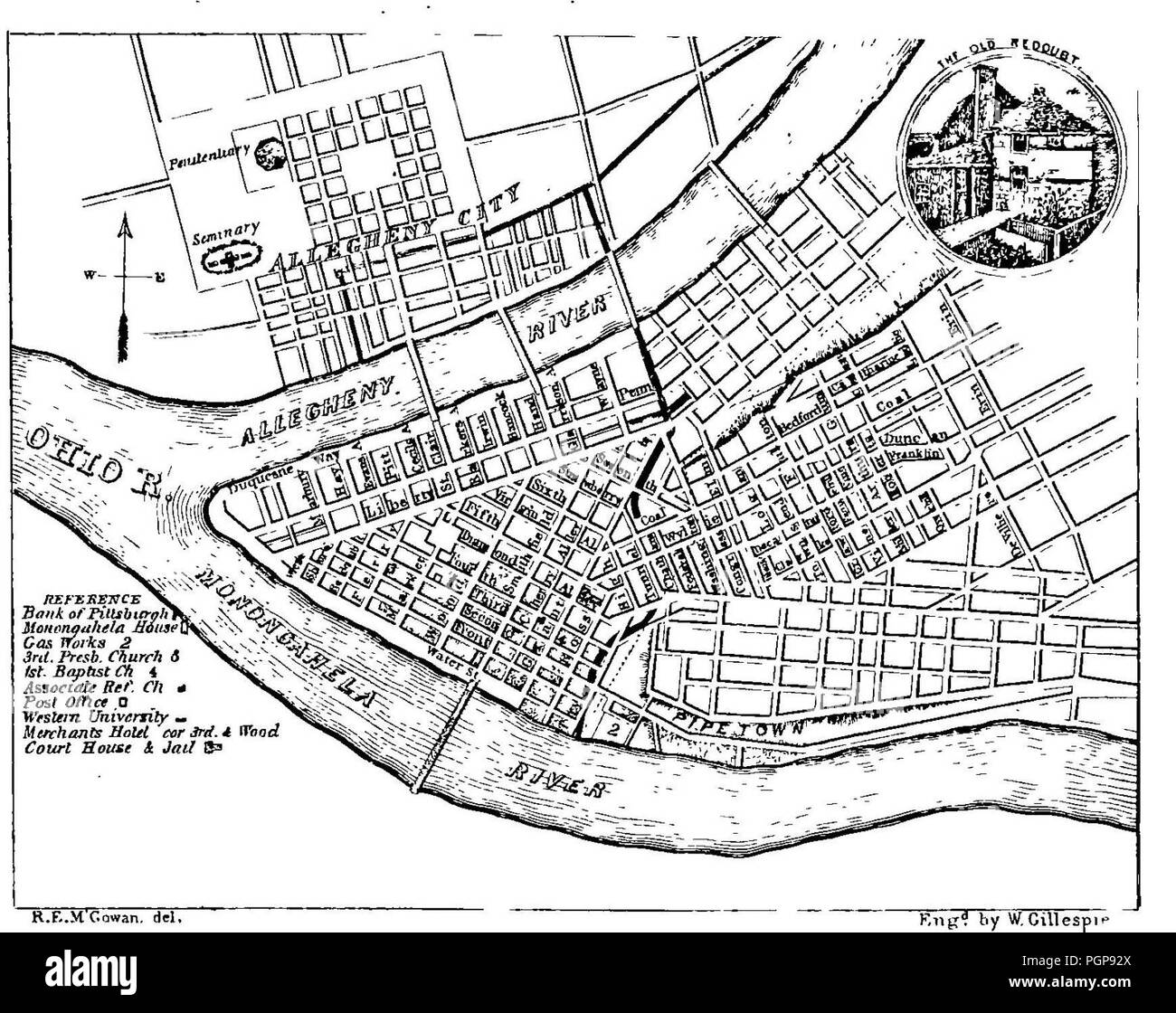 Pittsburgh historical map hi-res stock photography and images - Alamy