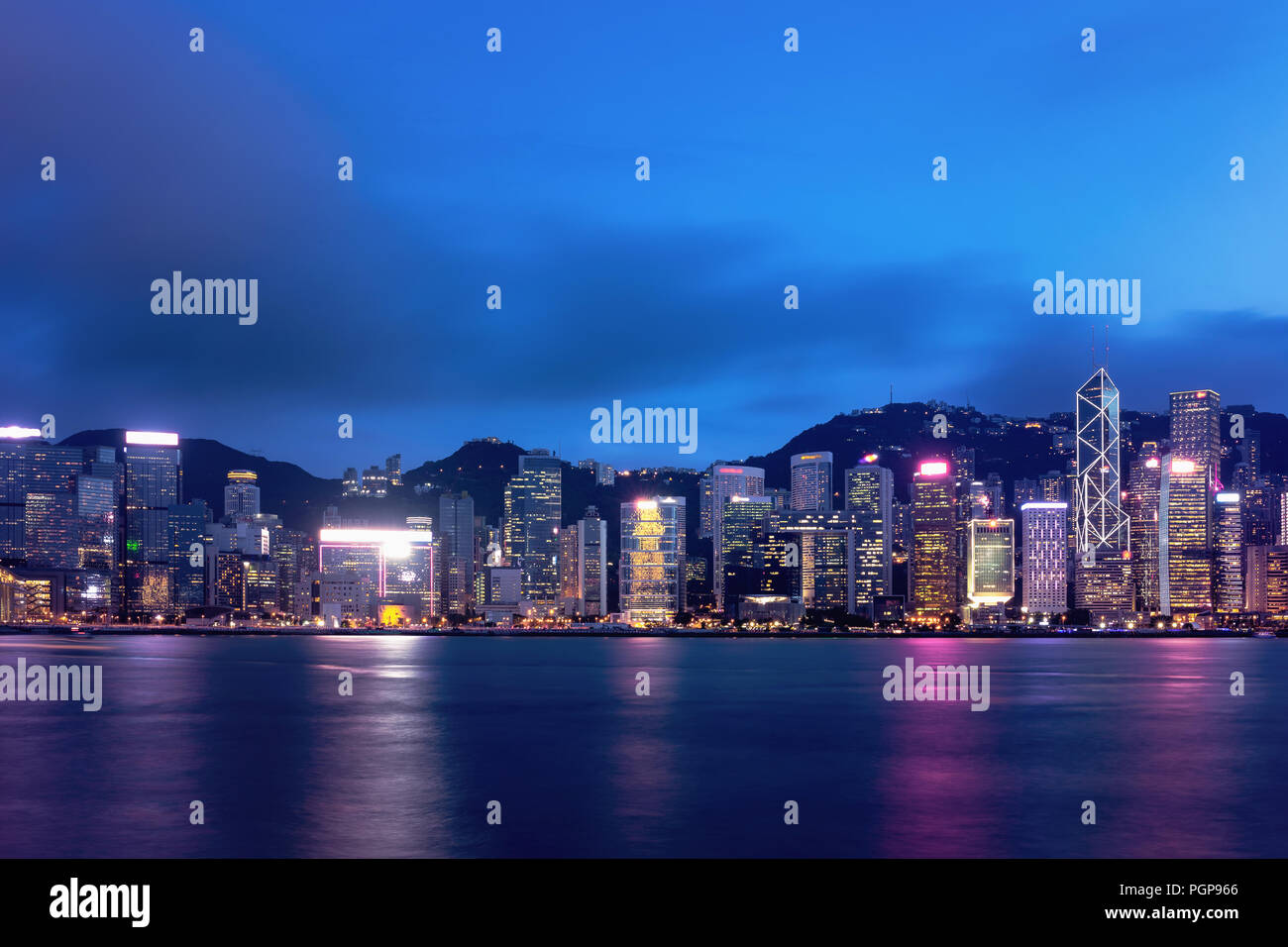 Hong Kong Victoria Harbor night view Stock Photo - Alamy