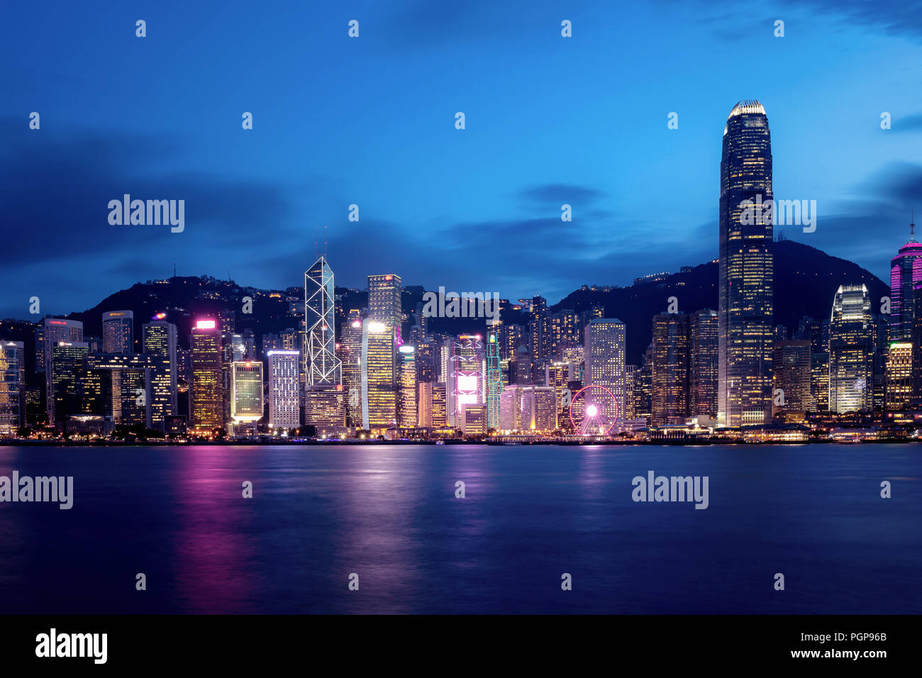 Hong Kong Victoria Harbor night view Stock Photo - Alamy