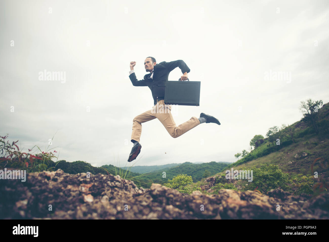 Cheerful Business Man Jumping and Shouting, Successful Corporate People ...