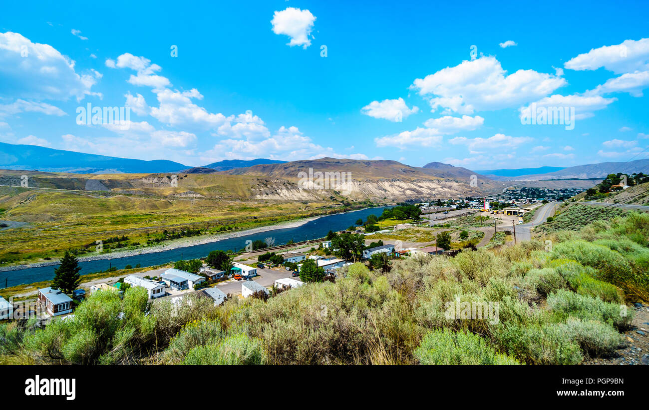 View of the Thompson River and the town of Ashcroft in the Okanagan ...