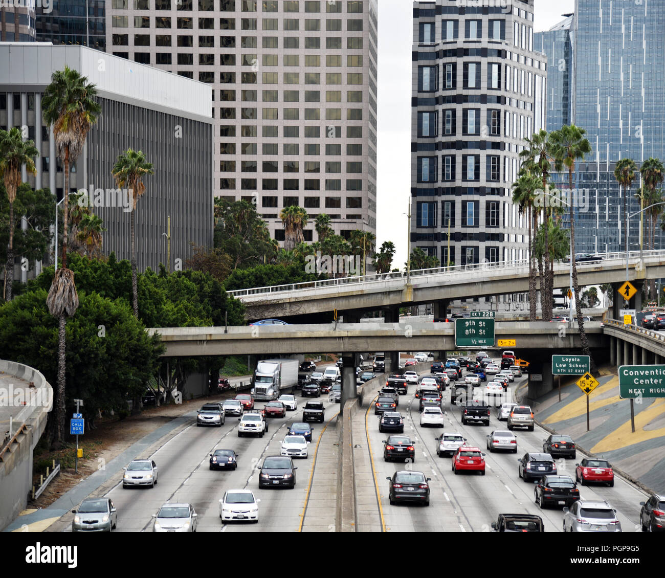Harbor Freeway leading into Los Angeles Stock Photo - Alamy