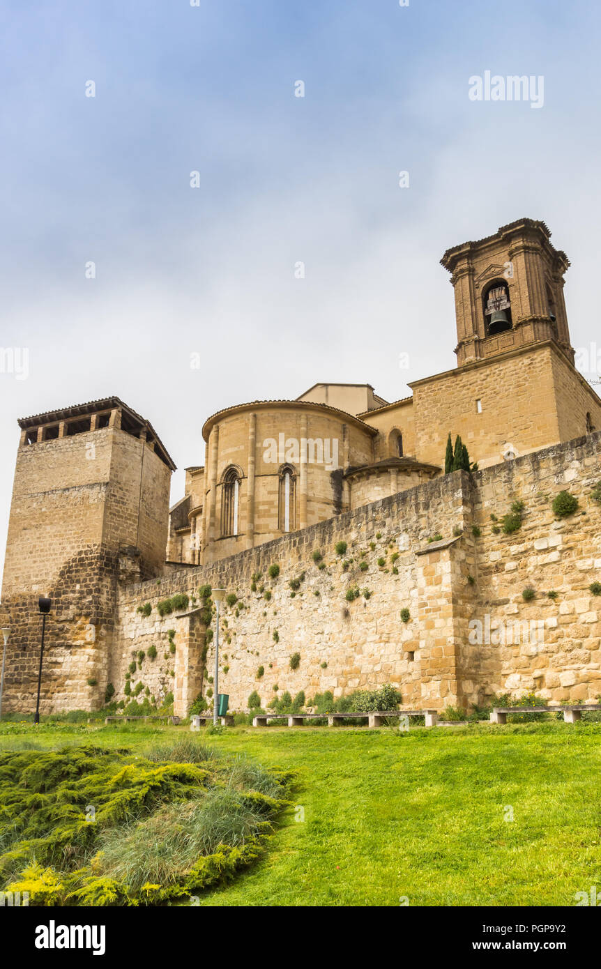 San Miguel church and surrounding wall in Estella, Spain Stock Photo ...