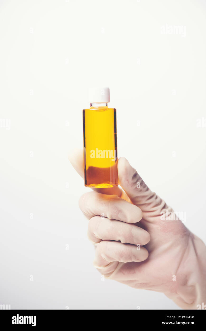 Chemical liquid in glassware of science lab on white background Stock ...