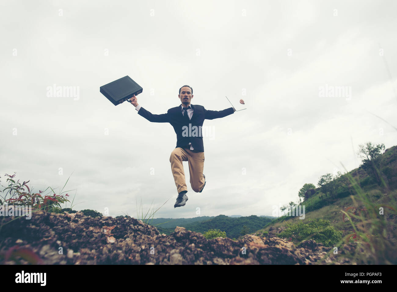 Cheerful Business Man Jumping and Shouting, Successful Corporate People ...