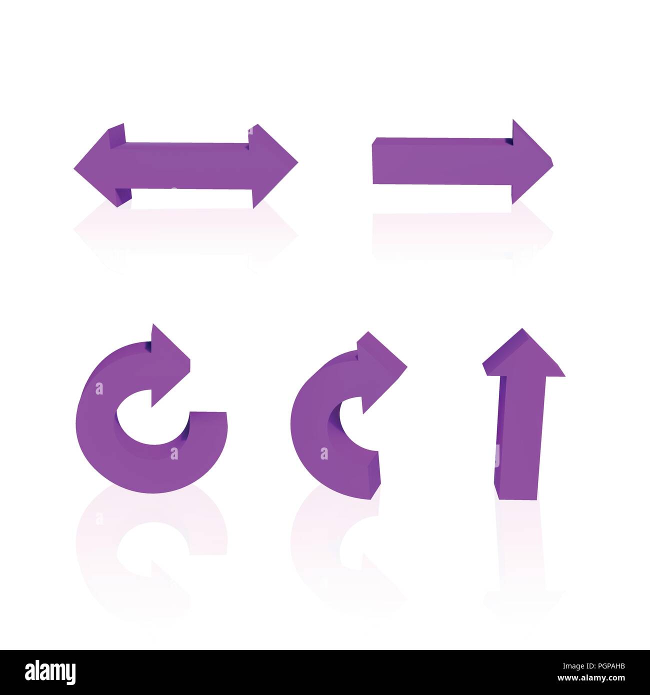 Set of arrows. 3D. Purple violet Vector illustration Stock Vector Image ...