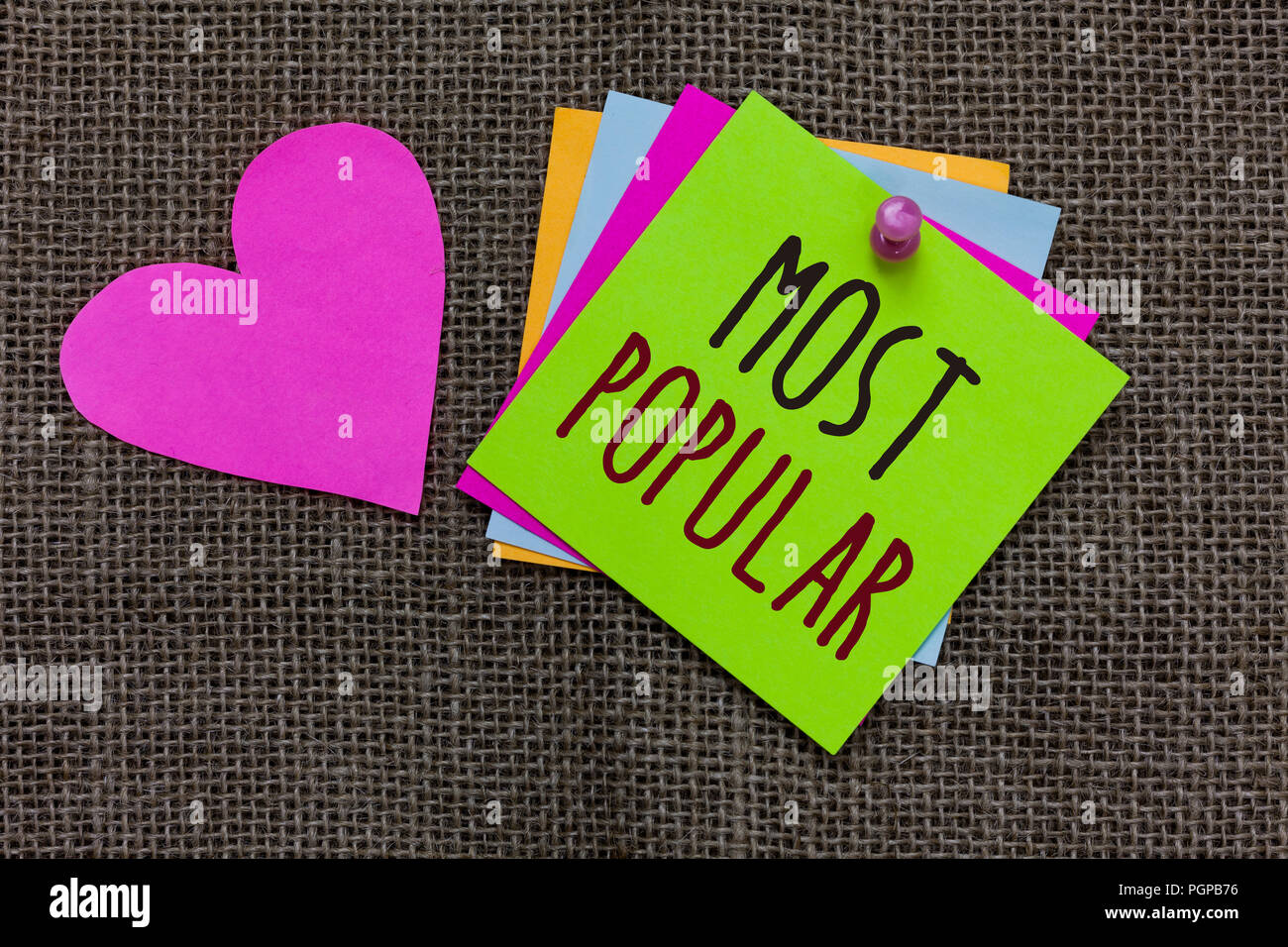 Handwriting text Most Popular. Concept meaning Liked Followed Enjoyed ...