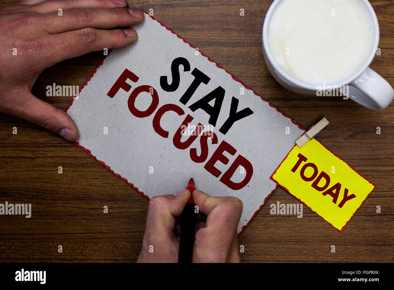 Conceptual hand writing showing Stay Focused. Business photo text Be ...