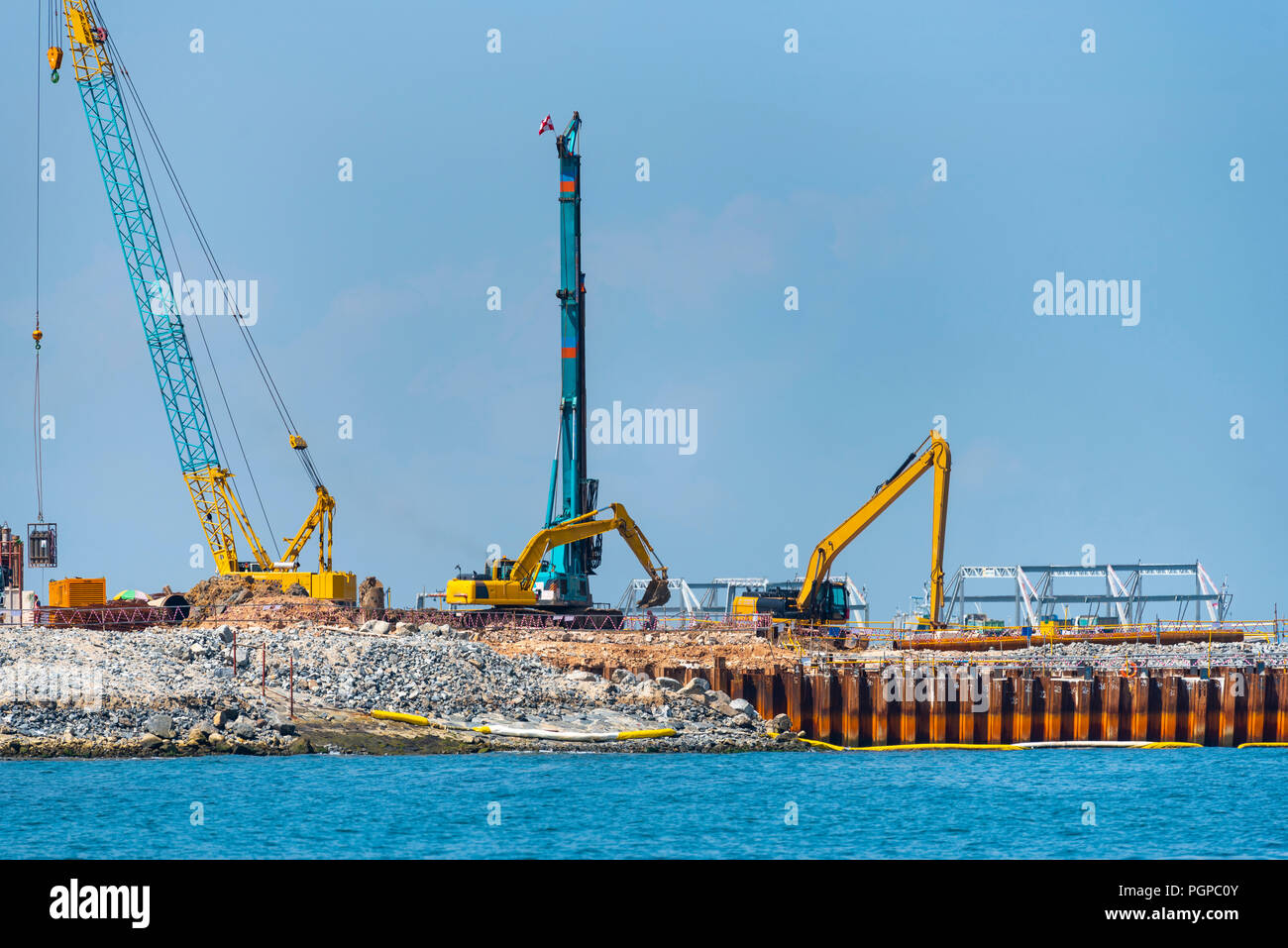 Port construction for industry in Singapore Stock Photo - Alamy