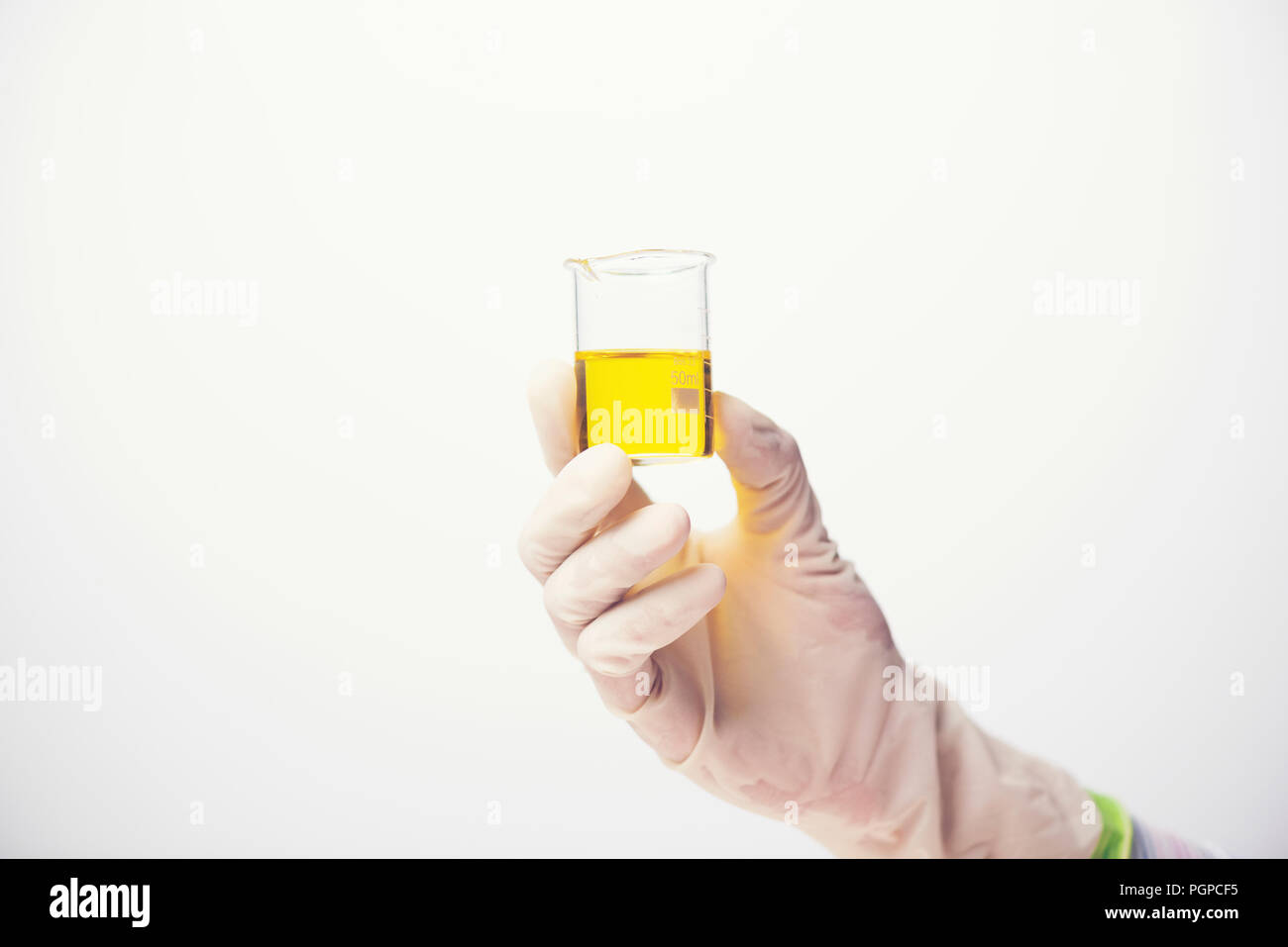 Chemical liquid in glassware of science lab on white background Stock ...
