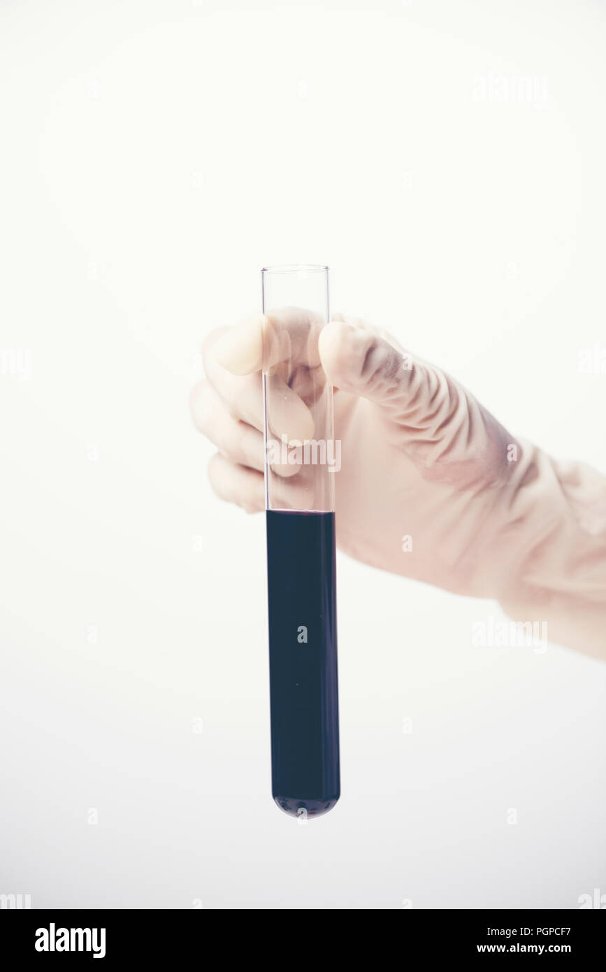 Chemical liquid in glassware of science lab on white background Stock ...