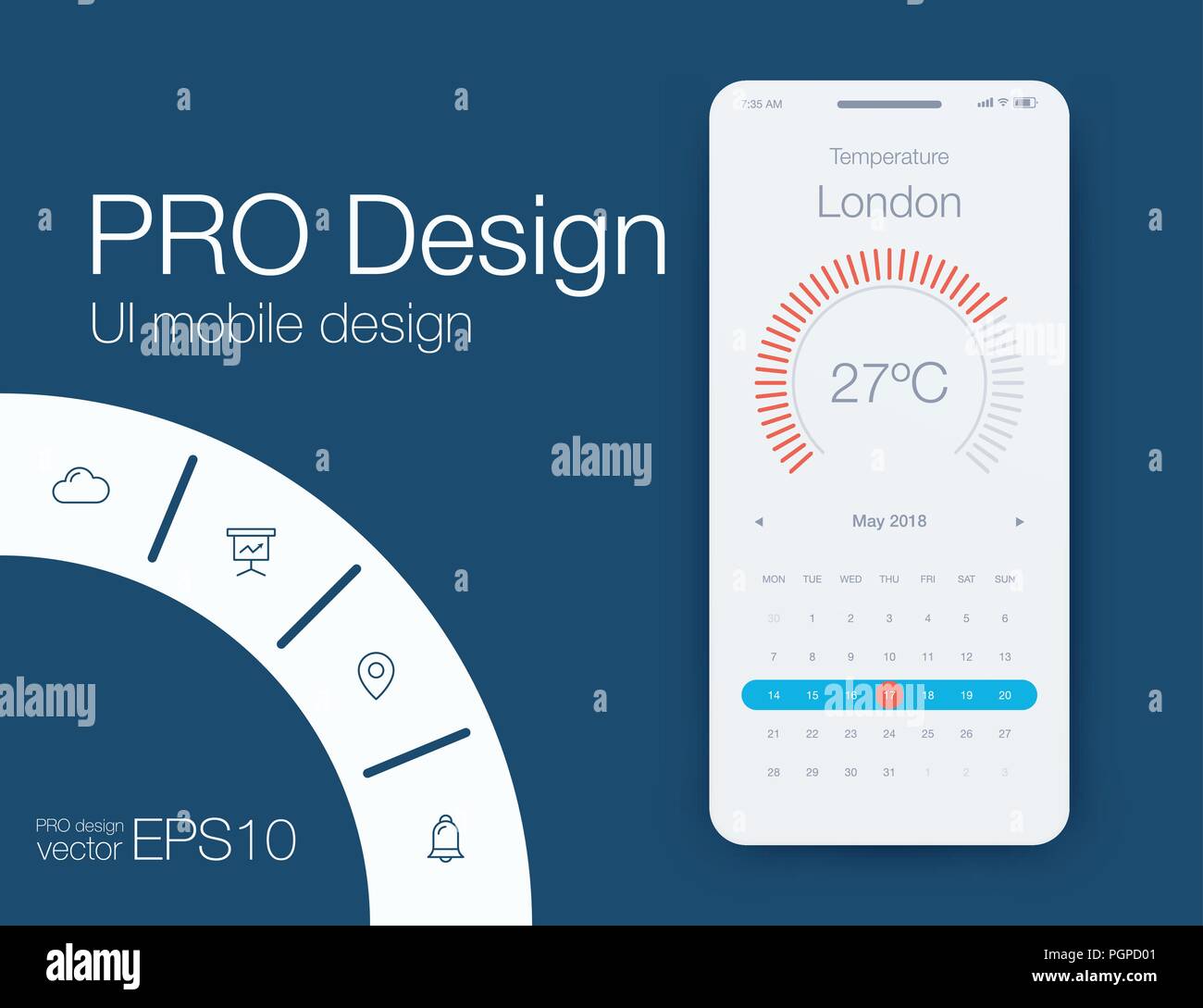 Weather Mobile UI kit. Material Design UI, UX, GUI. Responsive web ...