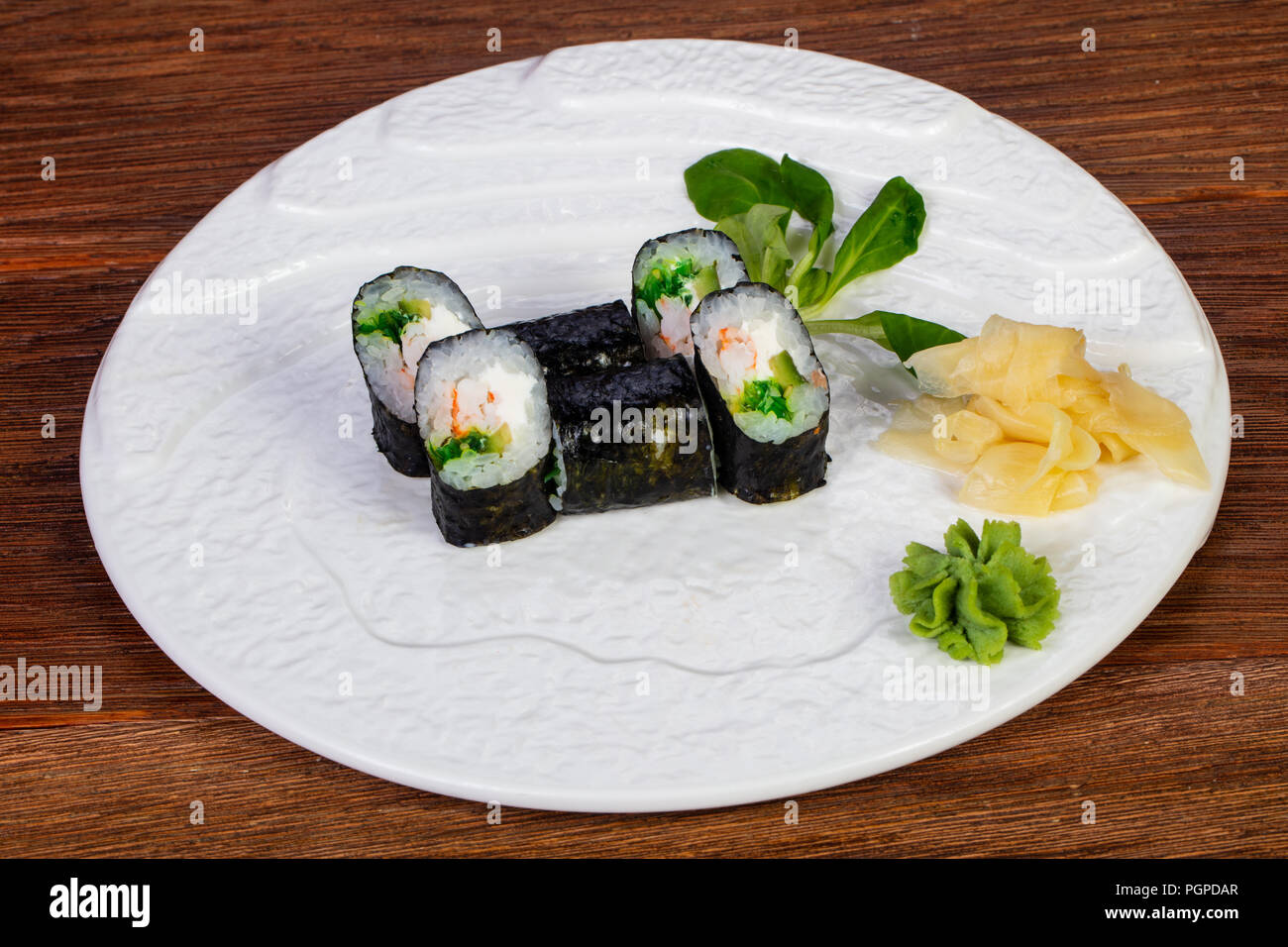 Japanese Maki roll with natural crab Stock Photo - Alamy