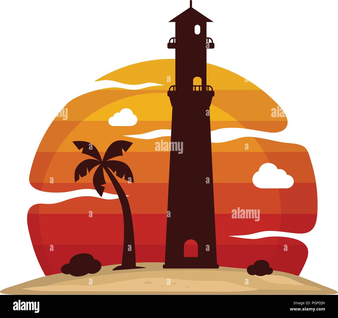 lighthouse beach island view vector art Stock Vector Image & Art - Alamy