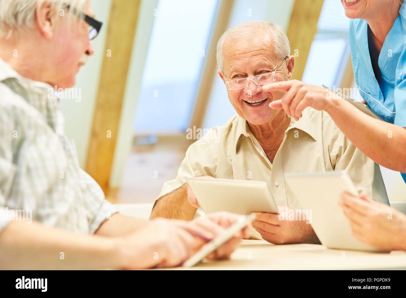 Seniors enjoy internet and social media in the supervised computer ...