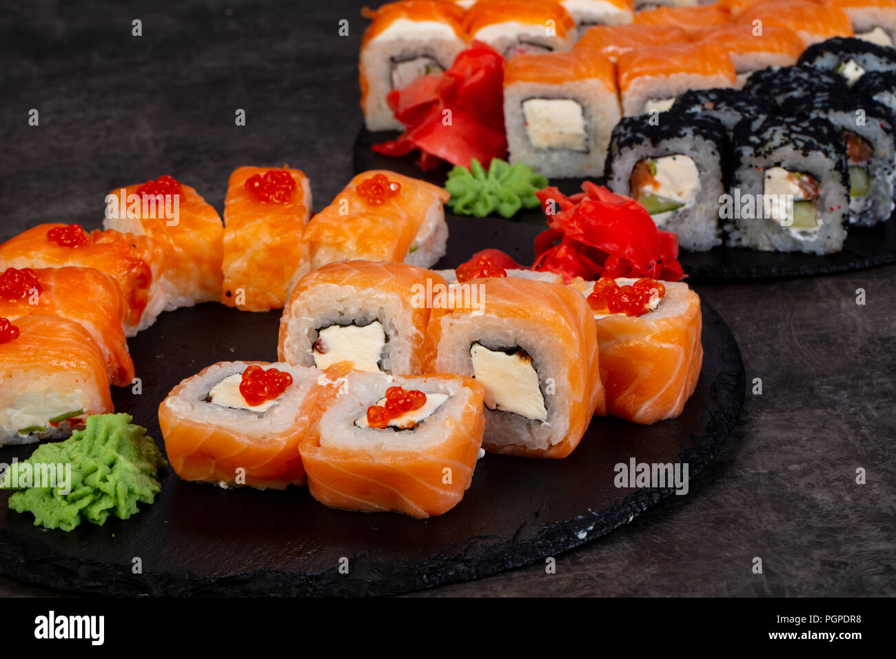 Japanese sushi set with various ingredient Stock Photo - Alamy