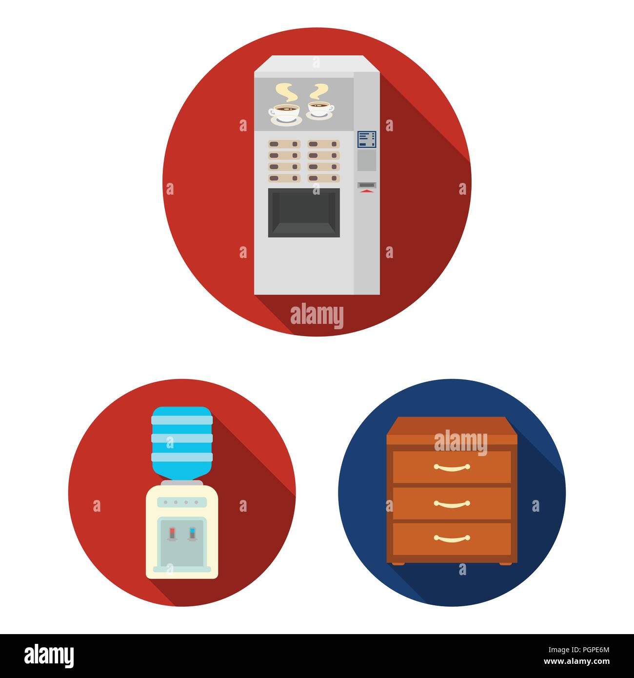 Interior of the workplace flat icons in set collection for design ...
