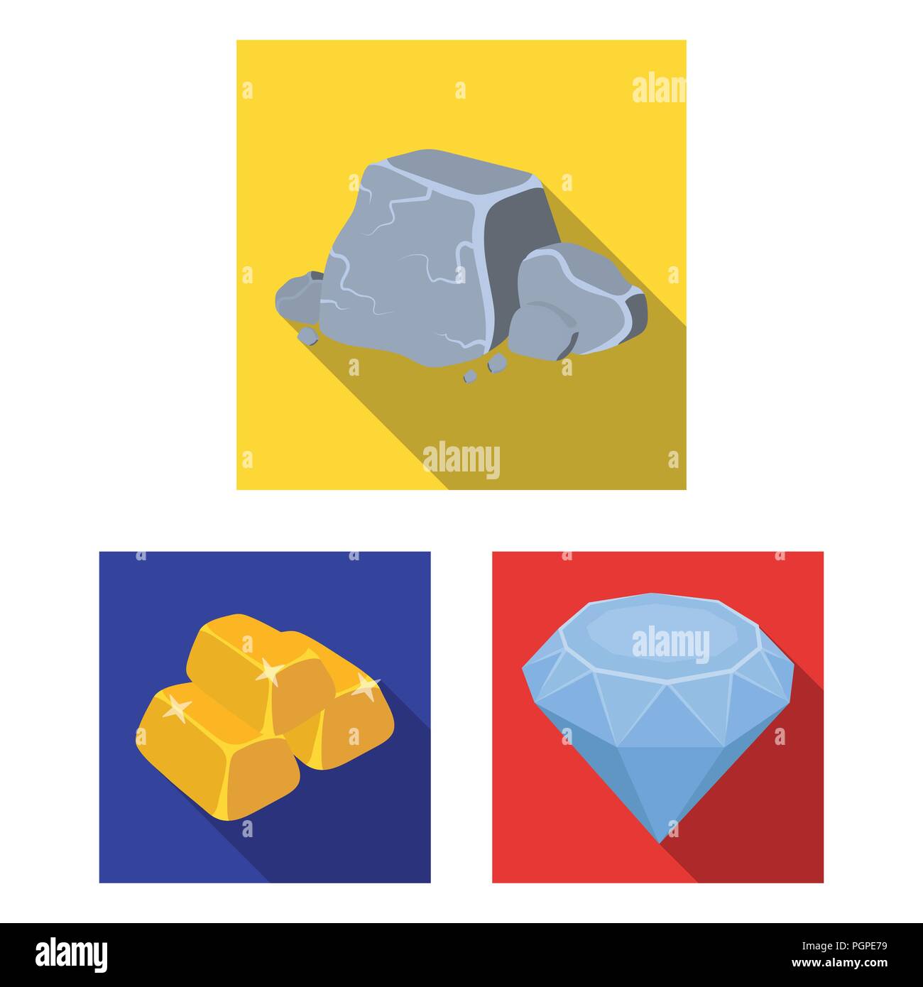 Precious Minerals flat icons in set collection for design. Jeweler and ...