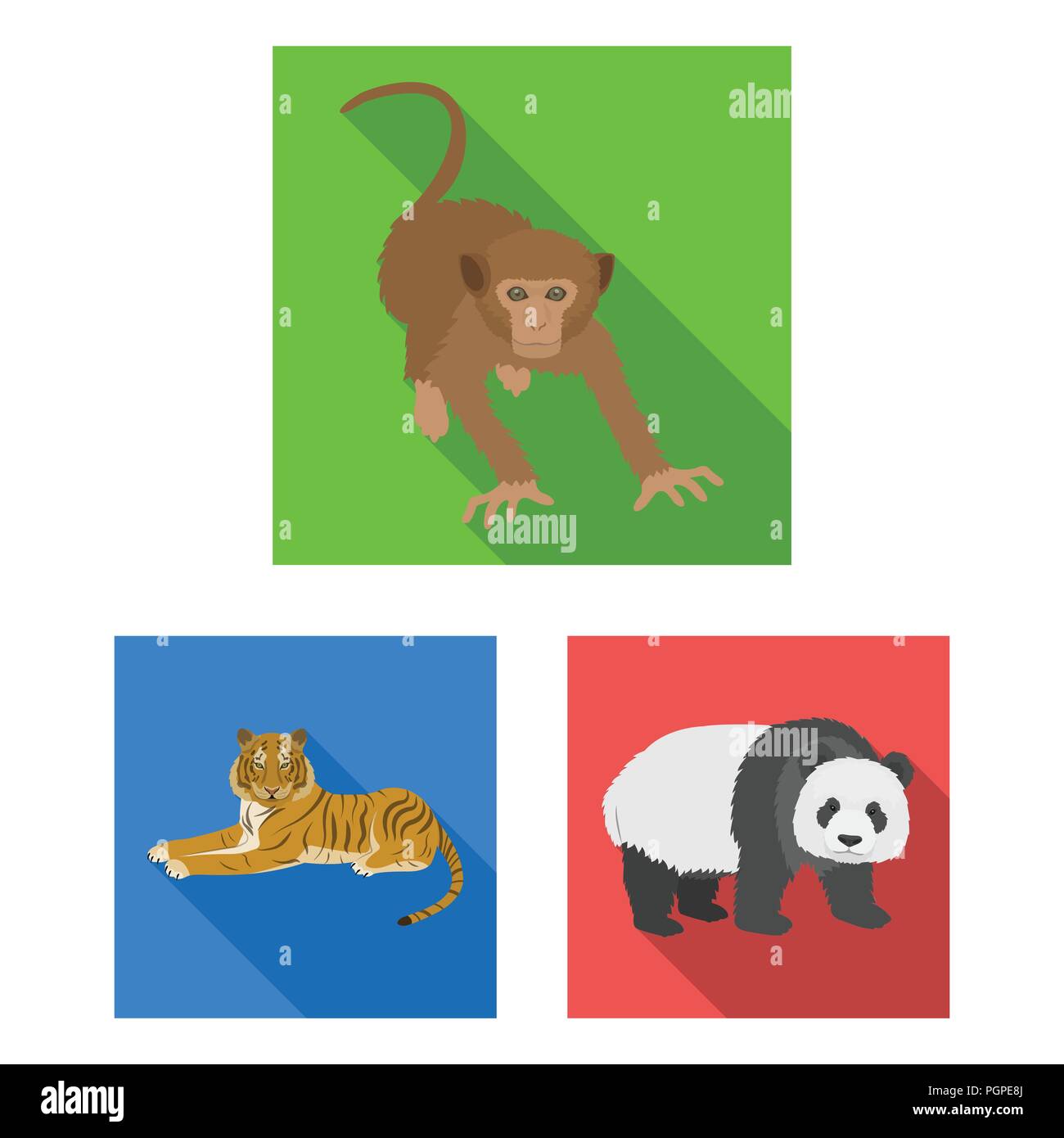 Different animals flat icons in set collection for design. Bird ...