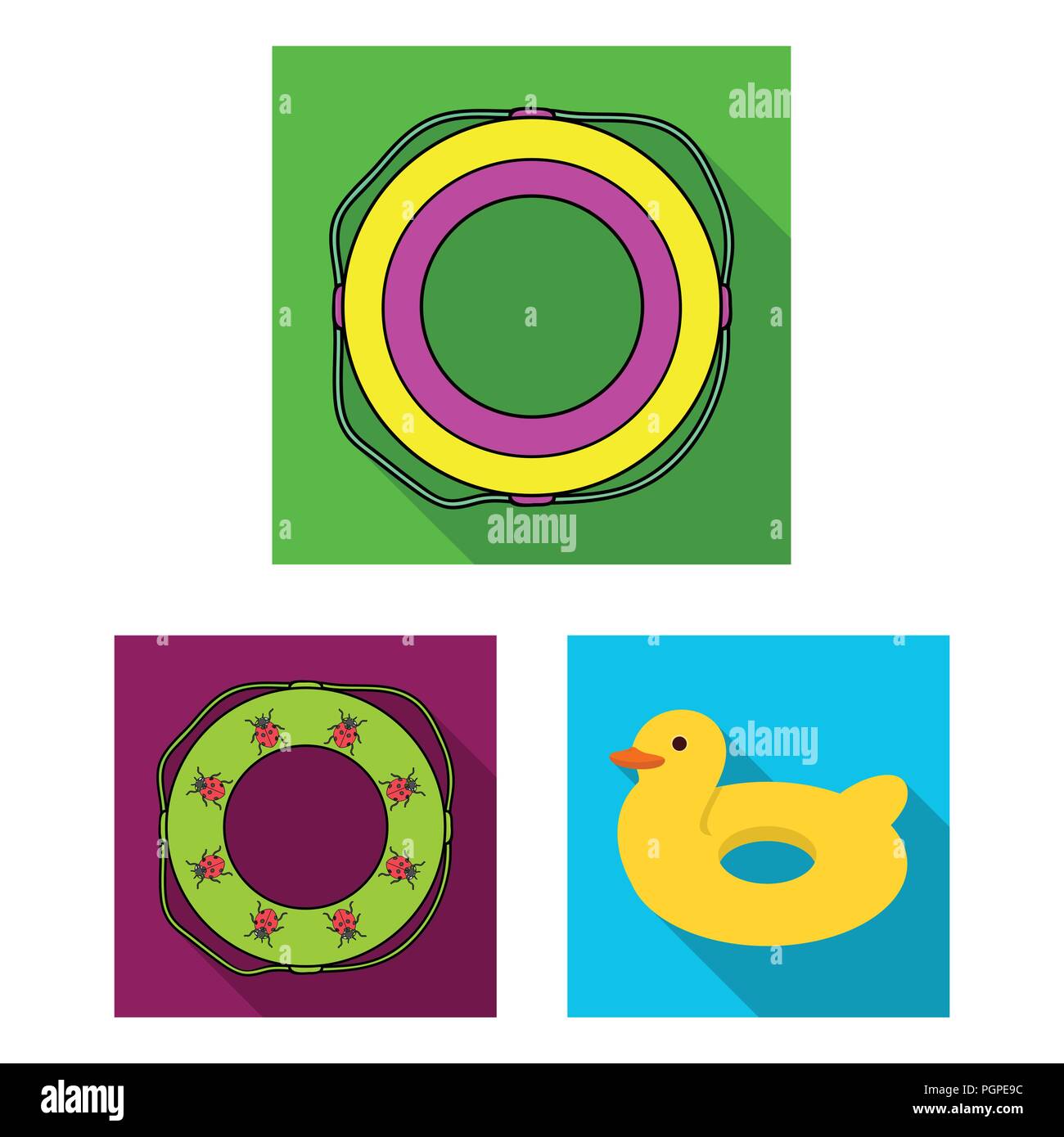 Multicolored swimming circle flat icons in set collection for design ...