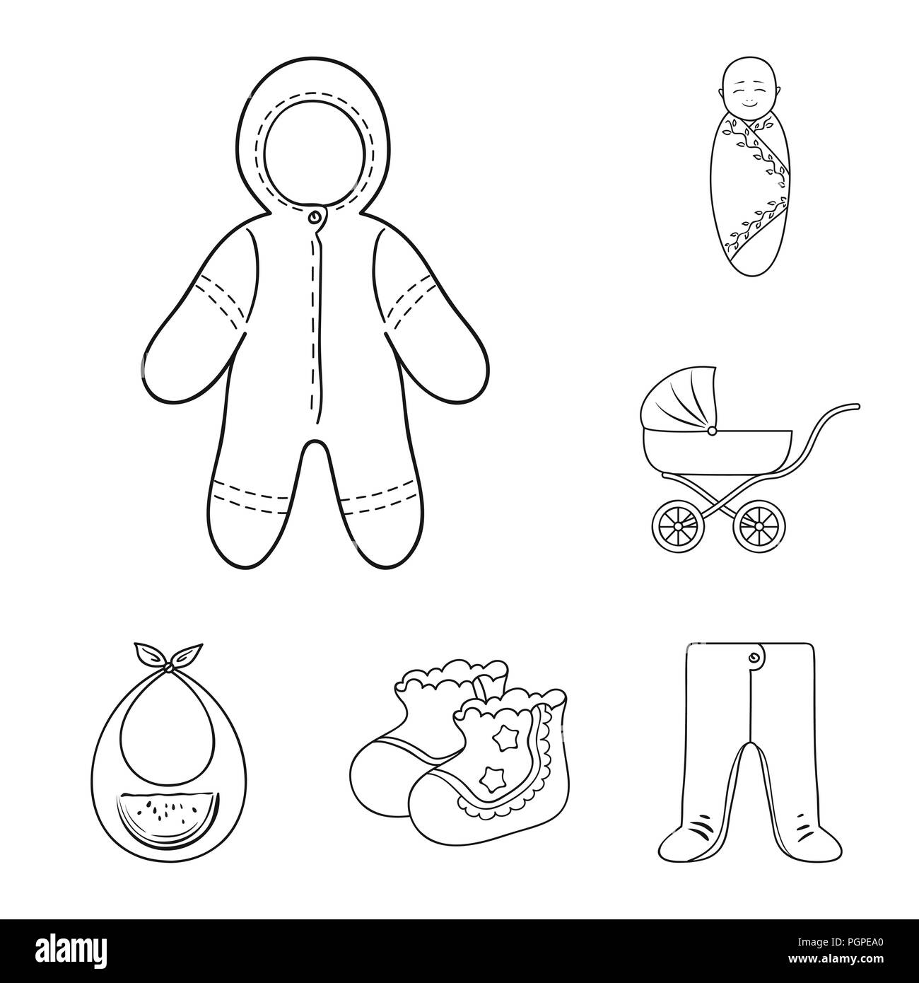 Birth of a baby outline icons in set collection for design. Newborn and ...