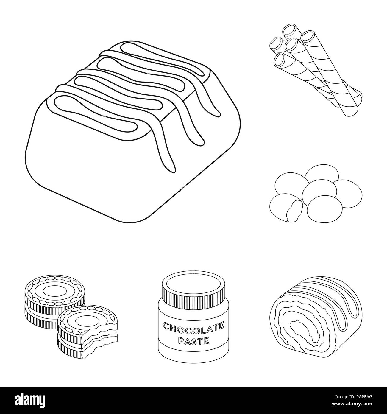 Chocolate Dessert outline icons in set collection for design. Chocolate ...