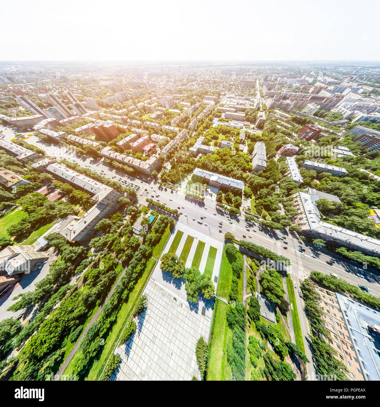 Aerial city view with roads, houses and buildings Stock Photo - Alamy
