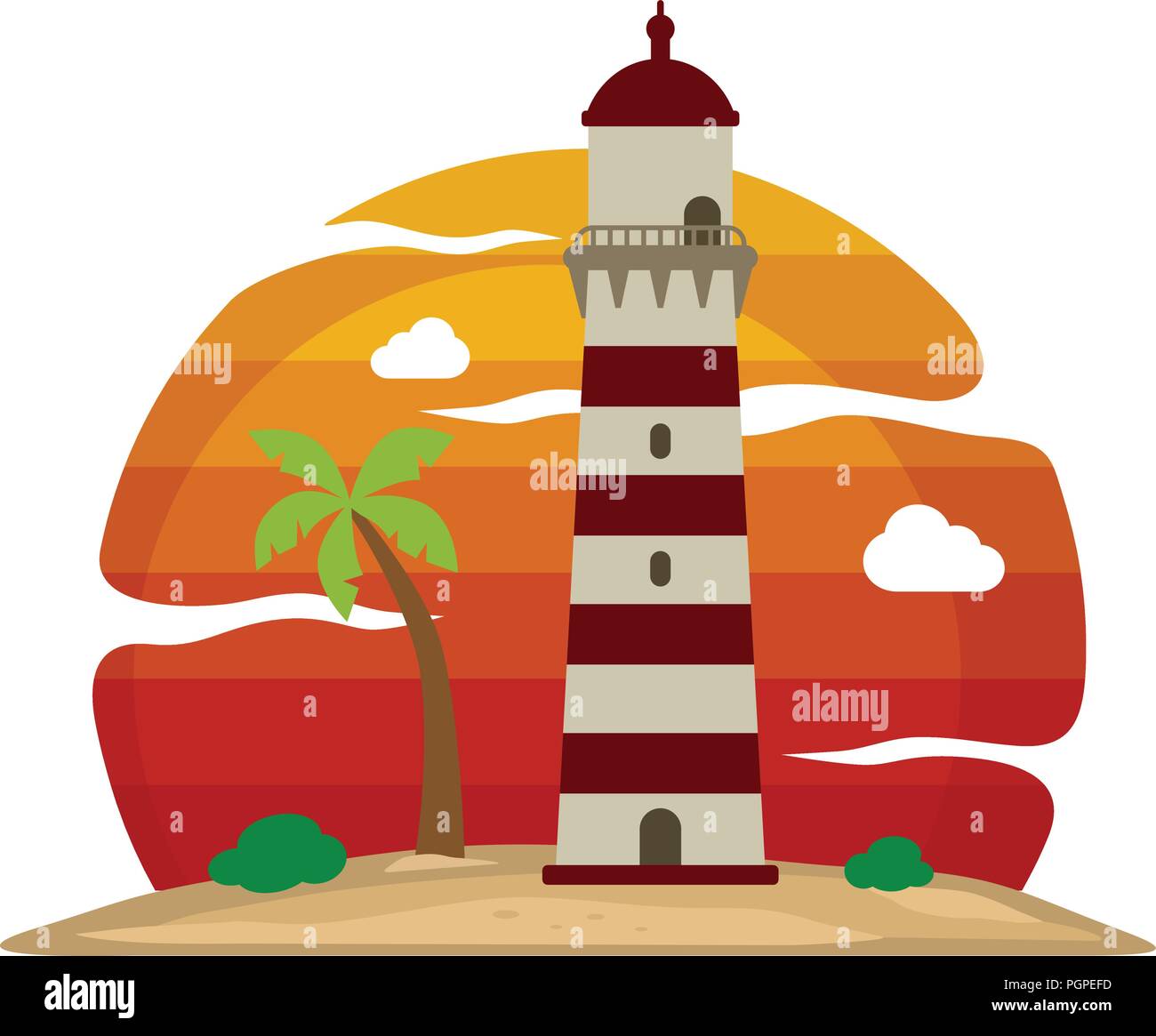 lighthouse beach island view vector art Stock Vector Image & Art - Alamy