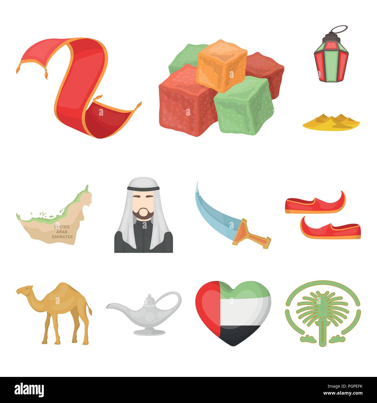 Country United Arab Emirates cartoon icons in set collection for design ...
