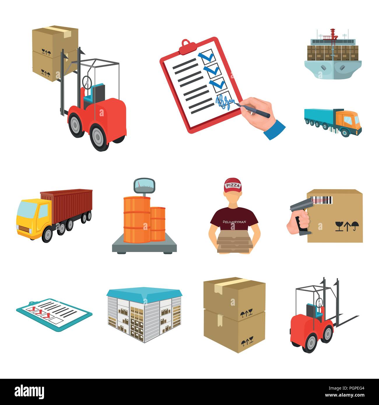 Logistics and delivery cartoon icons in set collection for design ...