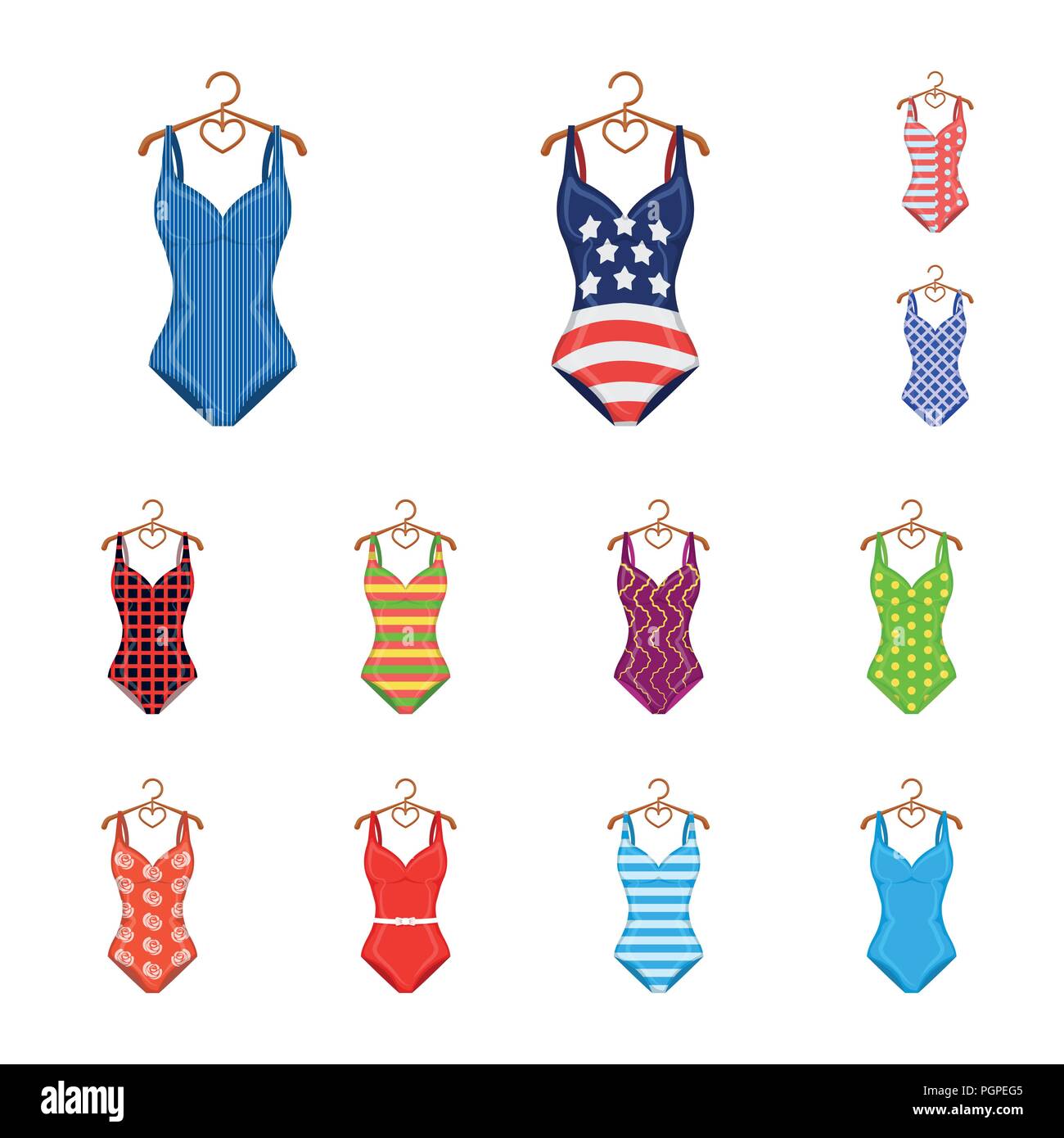 Different types of swimsuits cartoon icons in set collection for design ...
