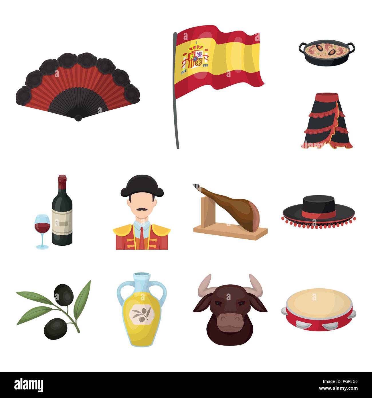 Spain country cartoon icons in set collection for design.Travel and ...