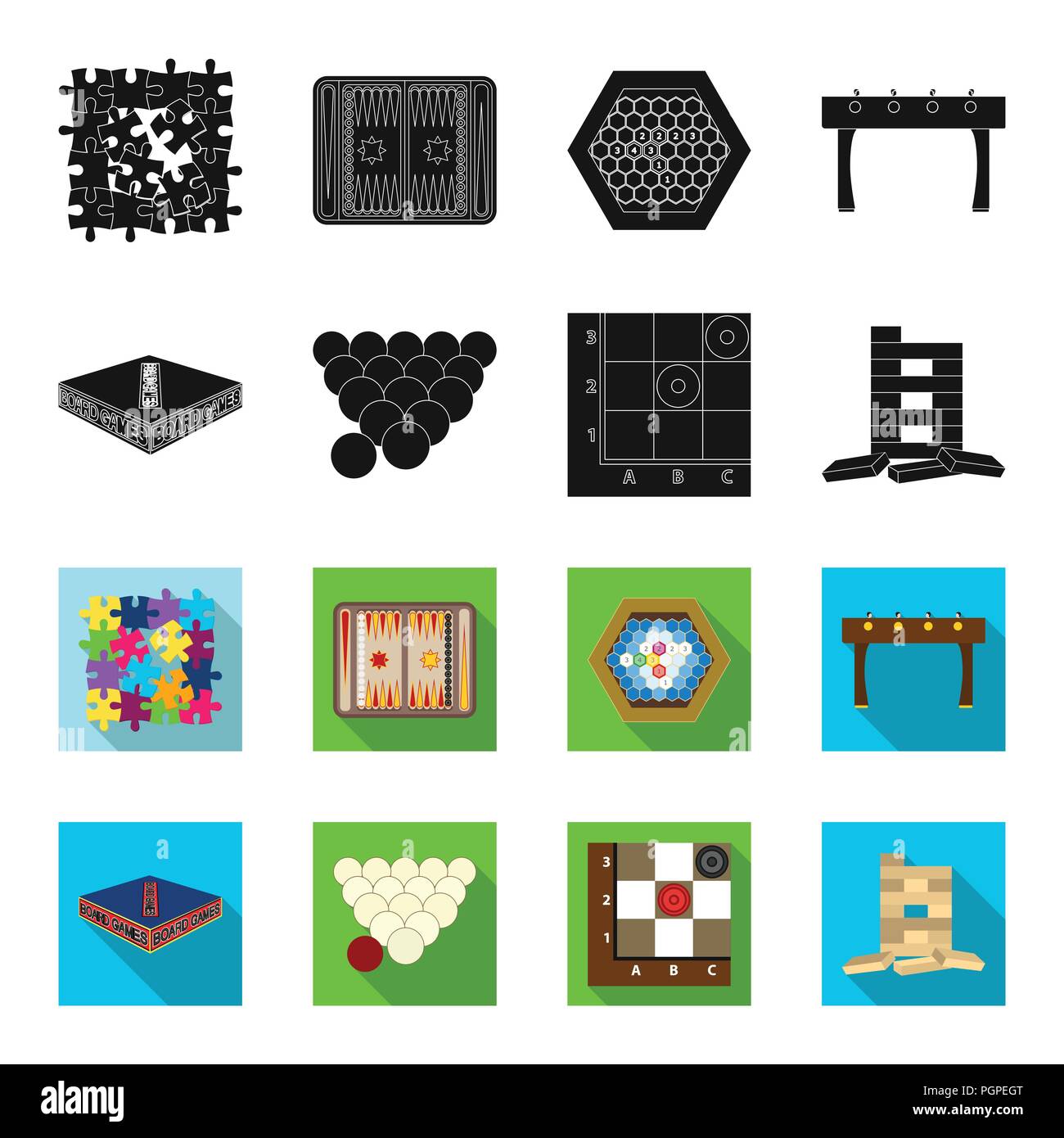 Board game black,flet icons in set collection for design. Game and ...