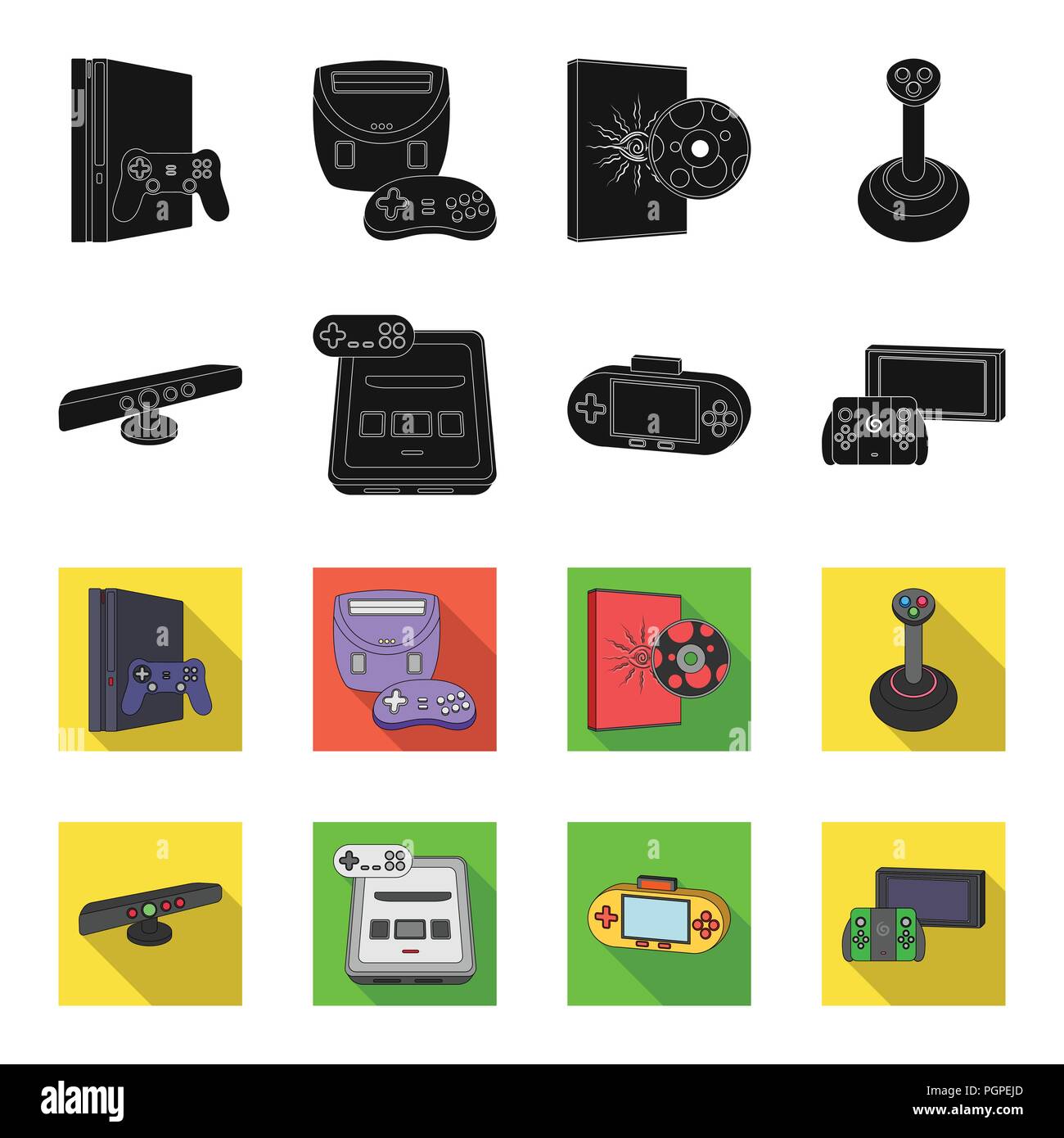 Game and TV set-top box black,flet icons in set collection for design ...