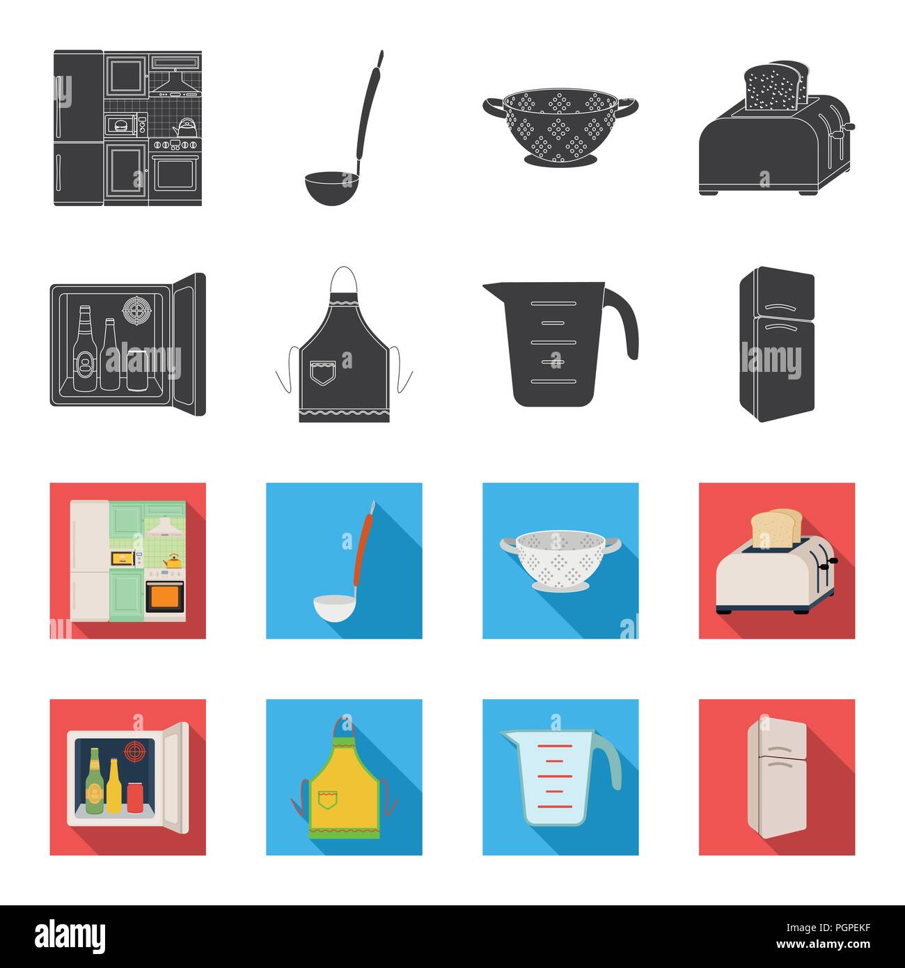 Kitchen equipment black,flet icons in set collection for design ...