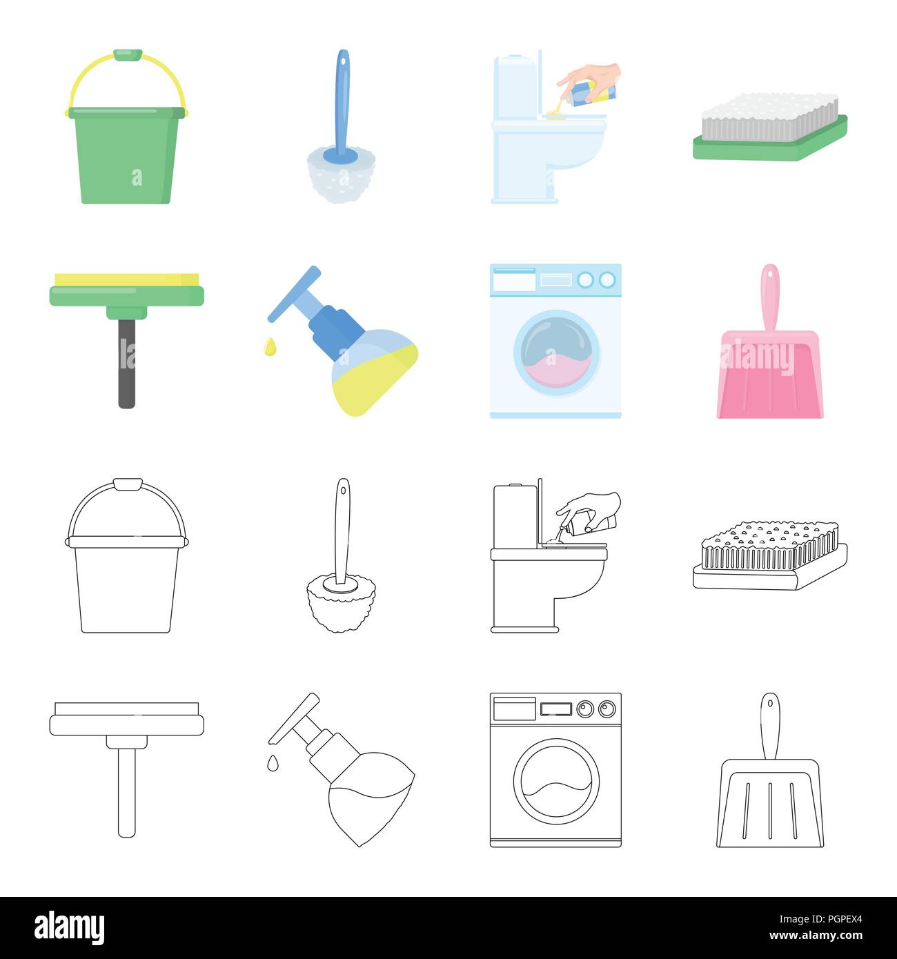 Cleaning and maid cartoon,outline icons in set collection for design ...