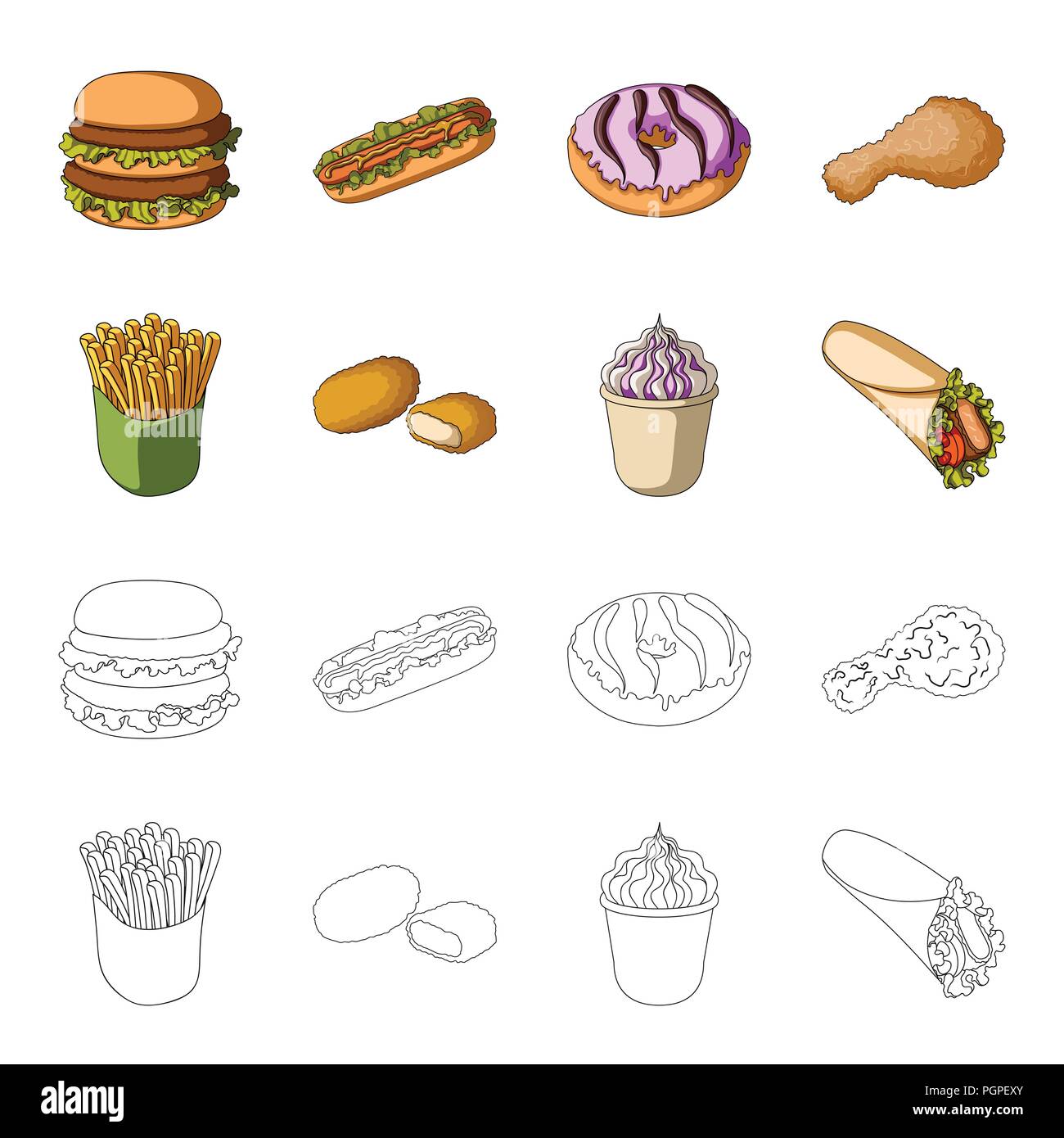 Food, refreshments, snacks and other icon in cartoon,outline style ...
