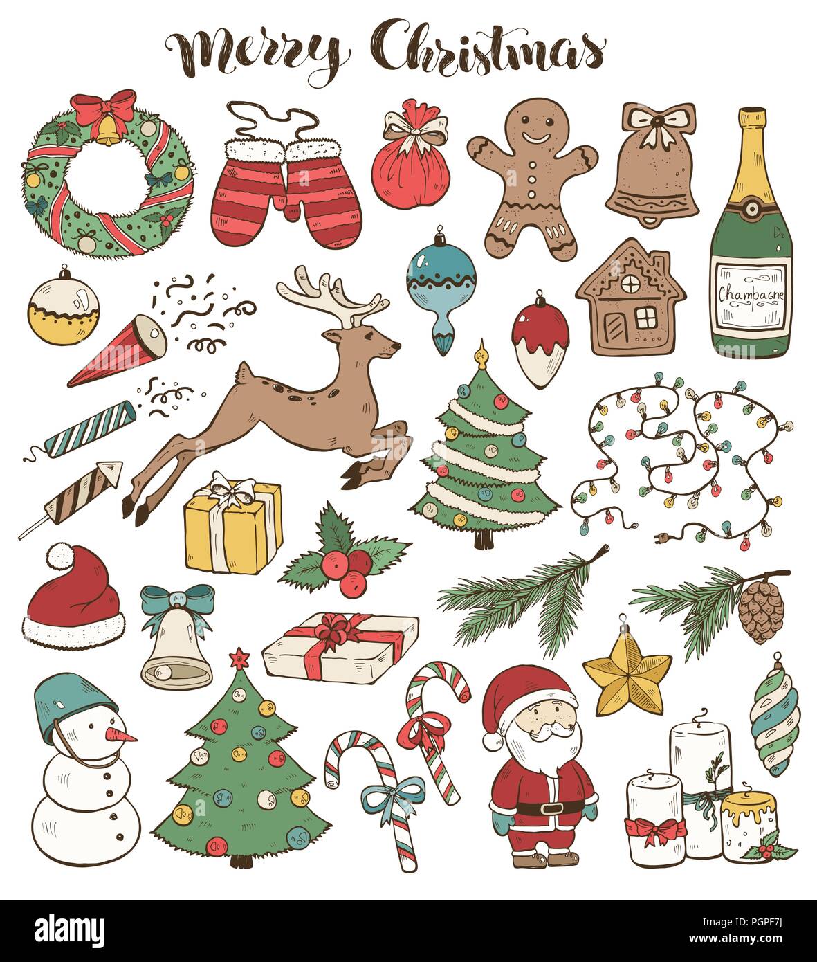 christmas doodles collection Stock Vector Image & Art - Alamy