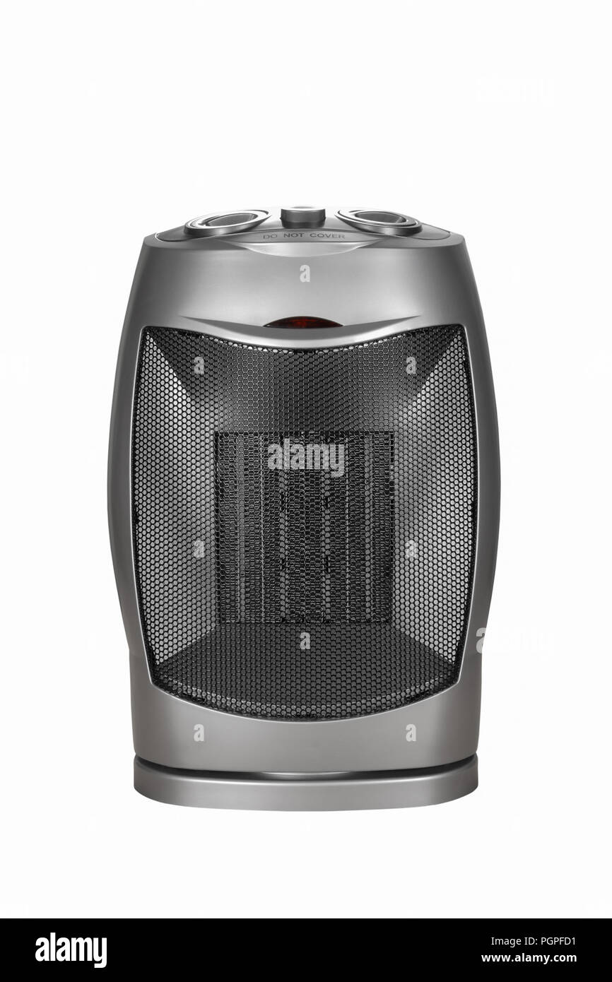 Electric air heater with fan on a white background Stock Photo - Alamy