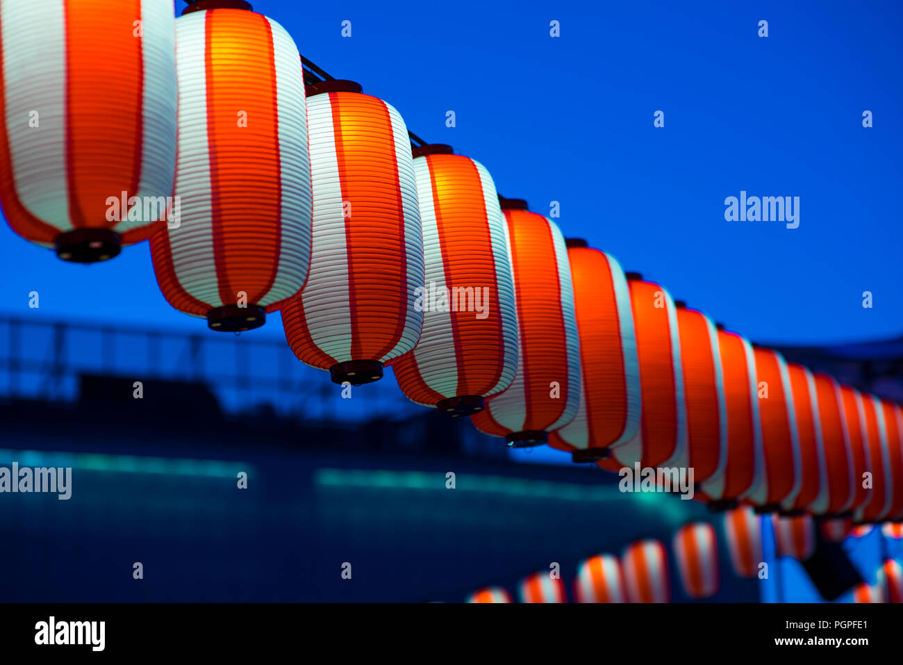 Asian Red Paper Lantern in the night Stock Photo - Alamy