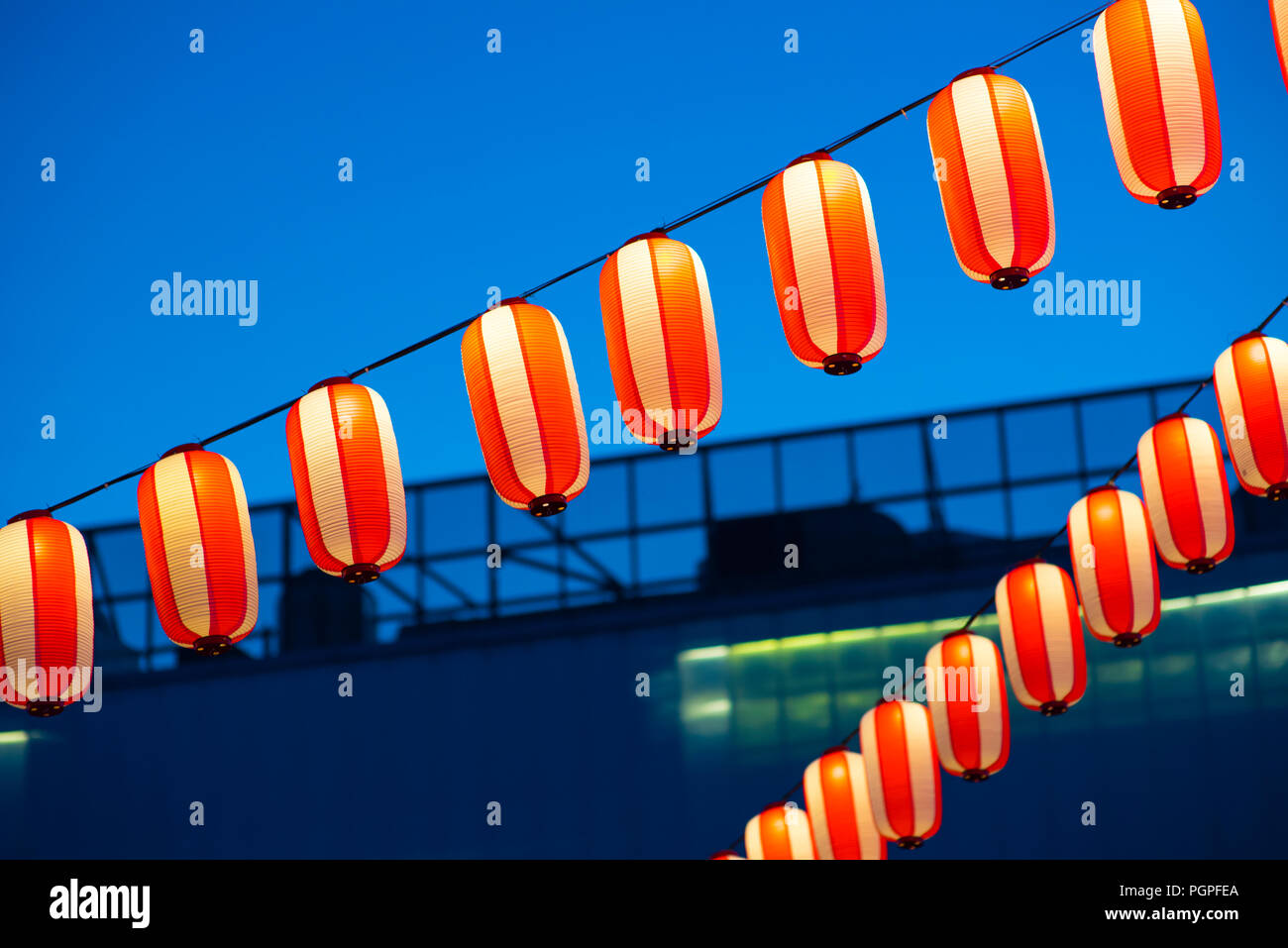 Asian Red Paper Lantern in the night Stock Photo - Alamy