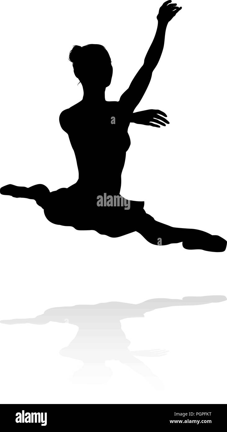 Silhouette woman dancing white background Black and White Stock Photos ...