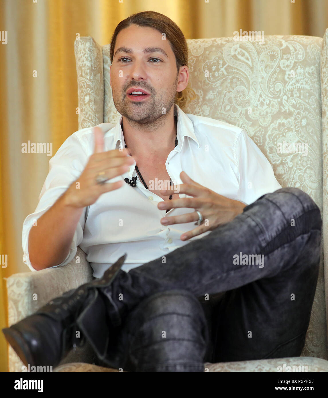 Berlin, Germany. 28th Aug, 2018. Star violinist David Garrett speaks ...