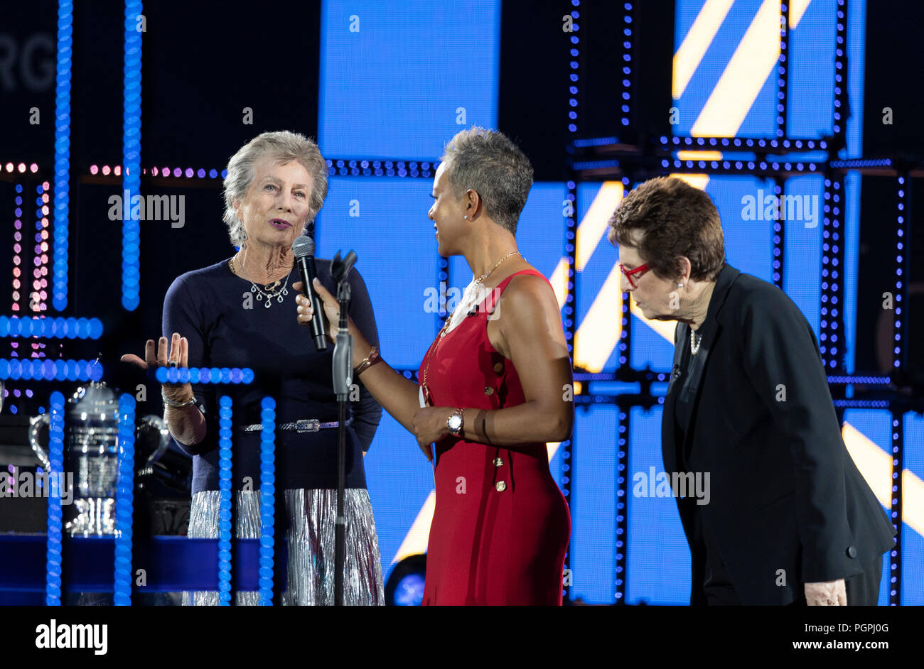 New York, NY - August 27, 2018: Virginia Wade, Katrina Adams, Billie ...
