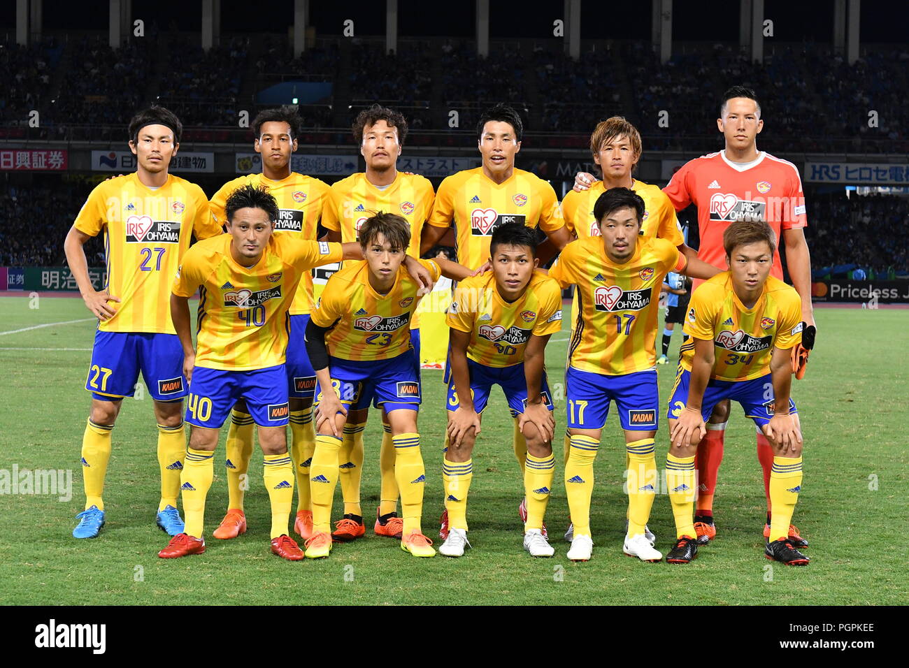 Kanagawa, Japan. 25th Aug, 2018. Vegalta Sendai team group line-up ...