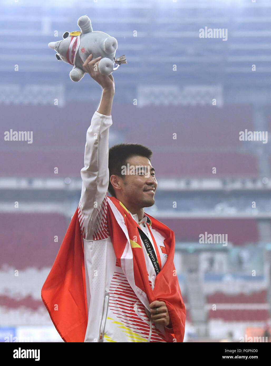 Jakarta. 28th Aug, 2018. Xie Wenjun of China attends the awarding ...